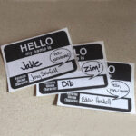 Custom Hello My Name Is badge stickers | Party Ideas by a Pro