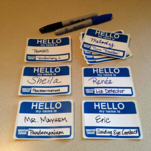 Custom Hello My Name Is badge stickers | Party Ideas by a Pro